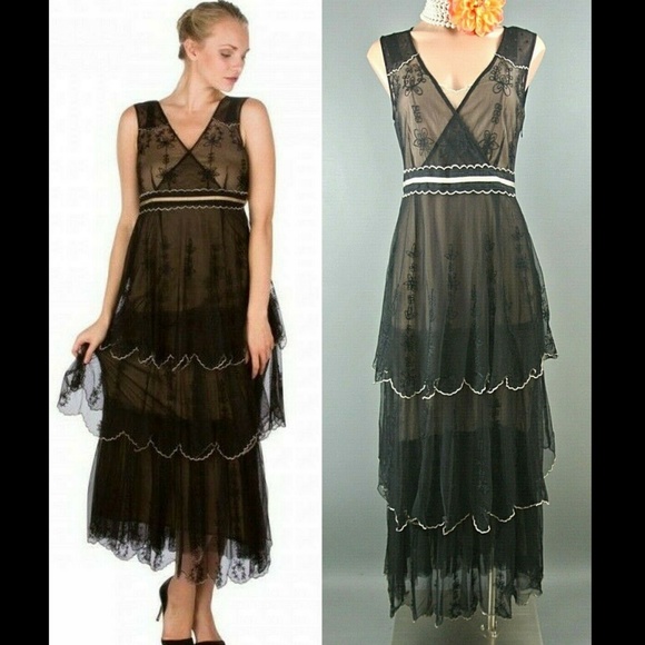 Nataya | Dresses | Nataya Dress Vintage Inspired S Black Formal Lace ...